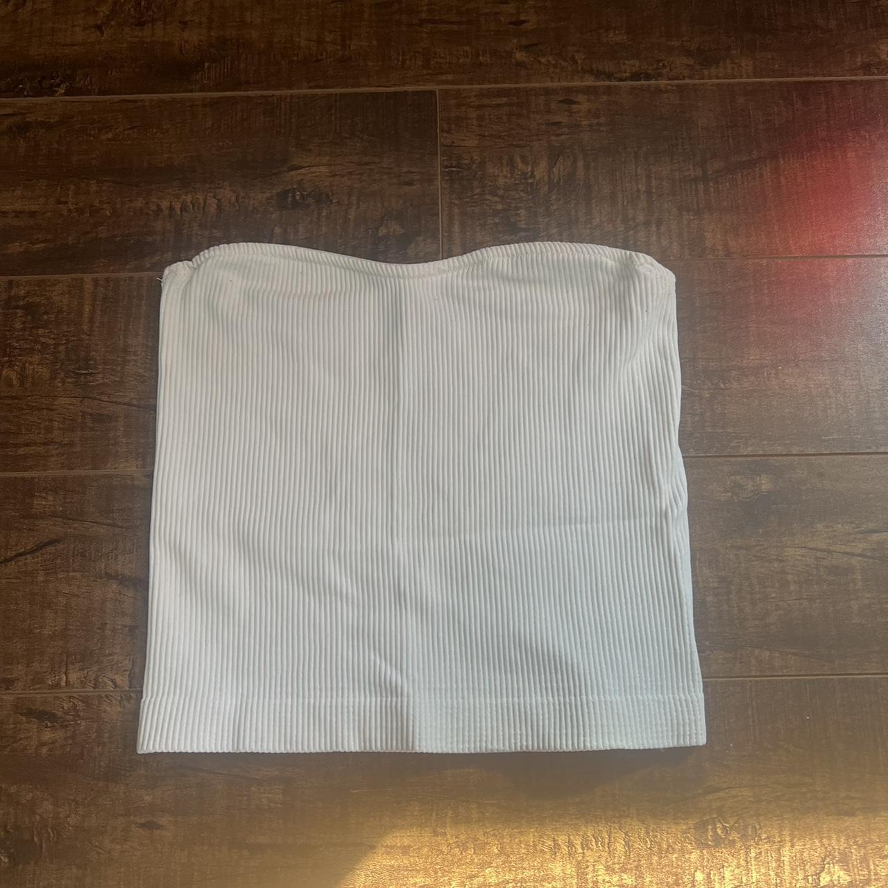 dynamite white ribbed tube top size xs but also... - Depop