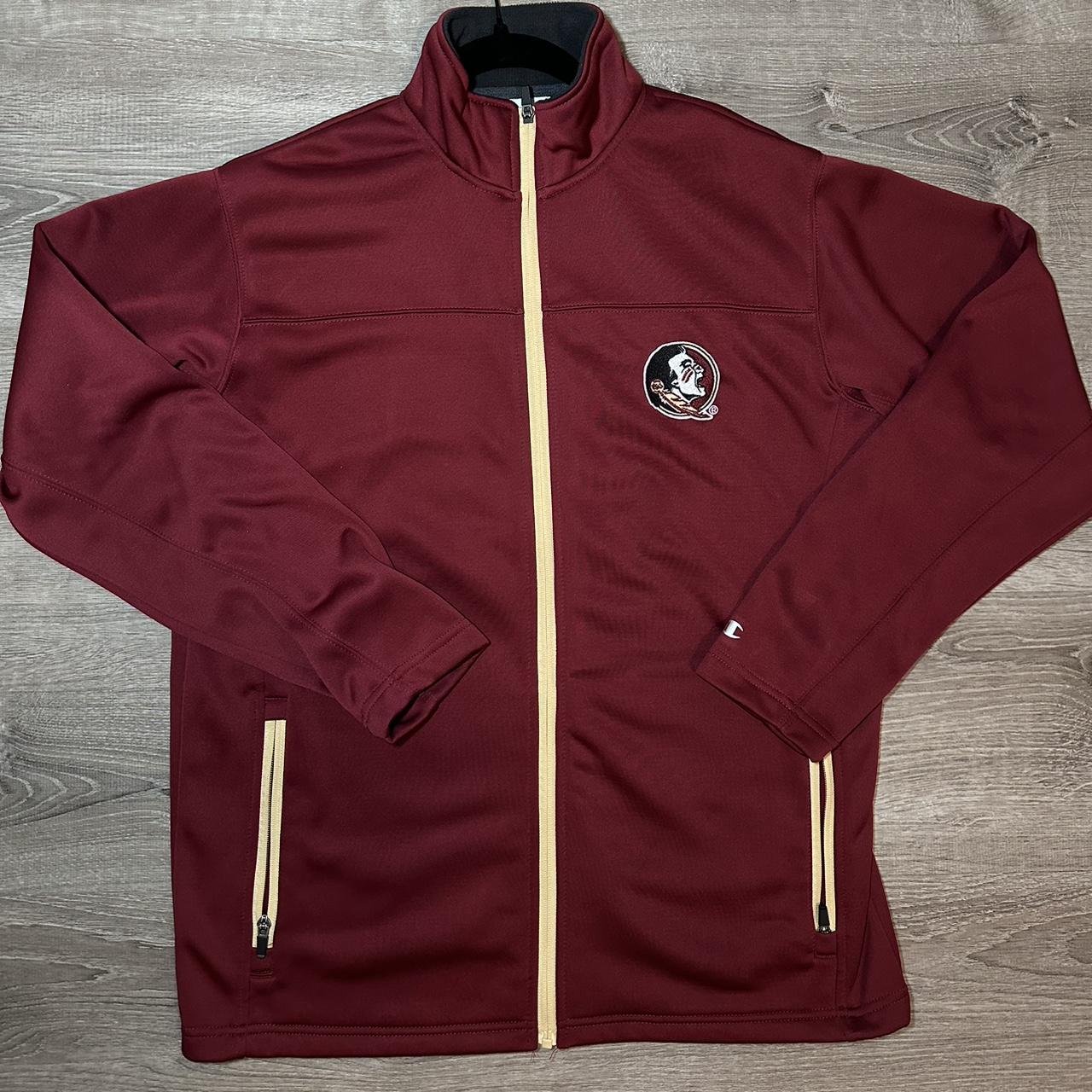 Red Maroon Florida State University Zip Up Jacket... - Depop