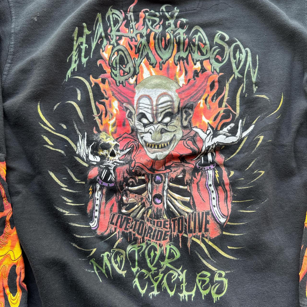 Vintage Y2K Harley Davidson Horror Clown Flames... - Depop