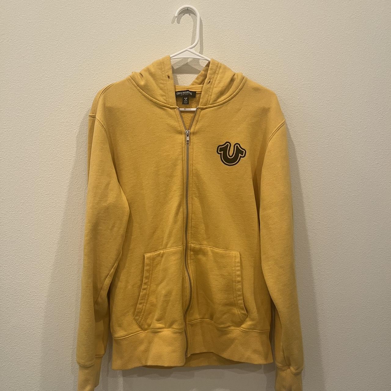 True Religion Zip Up Hoodie Yellow Gently worn no... - Depop