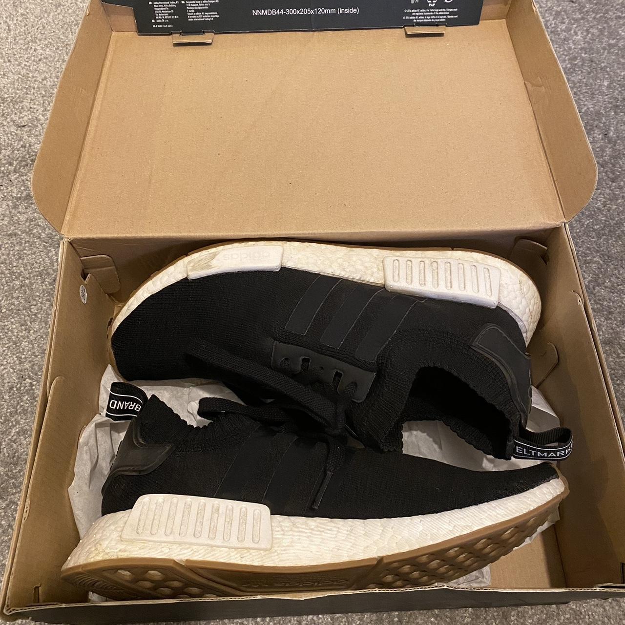 Adidas Boost NMD black/white Size 7 - Depop