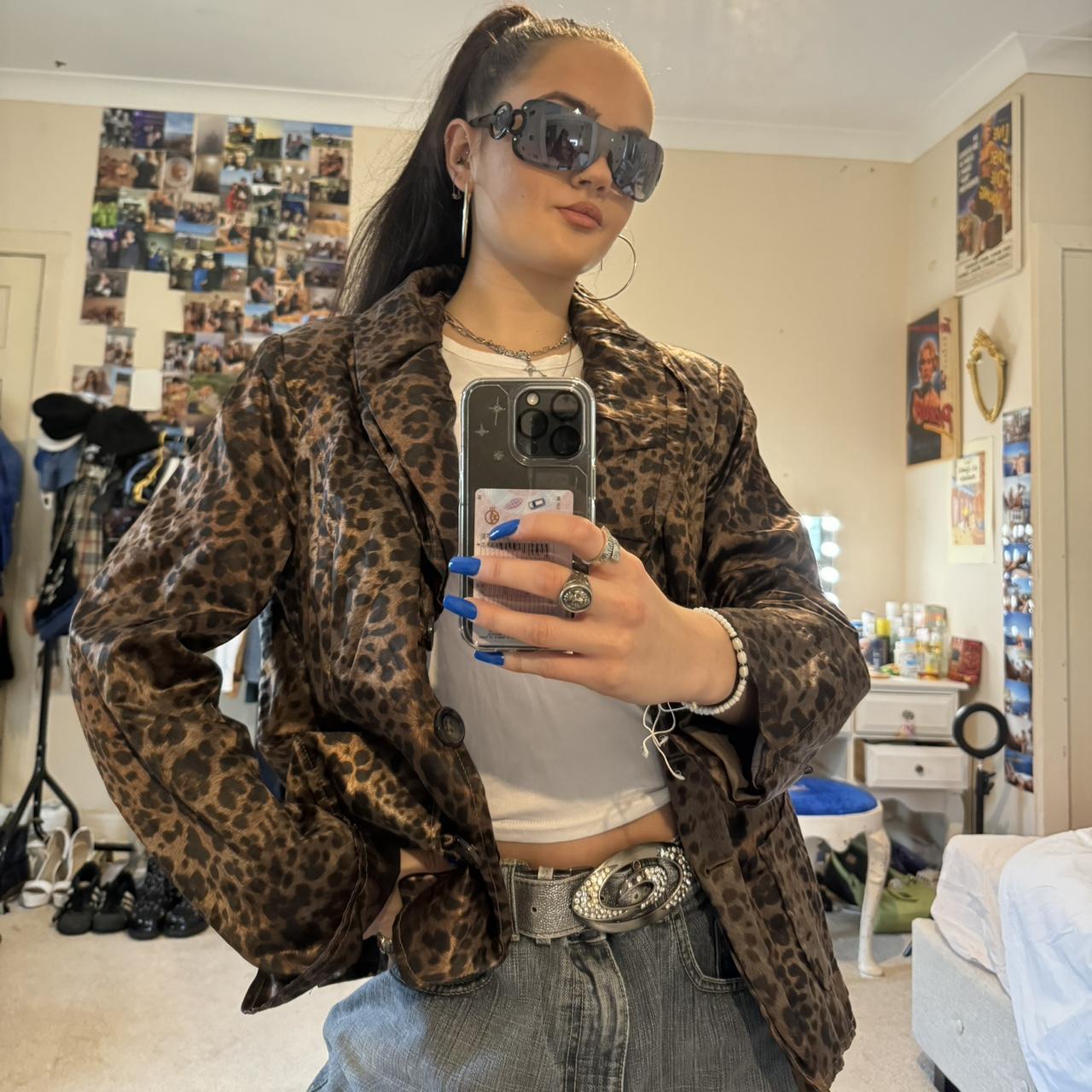 Vintage y2k leopard print blazer Eu 44 unsure what... - Depop