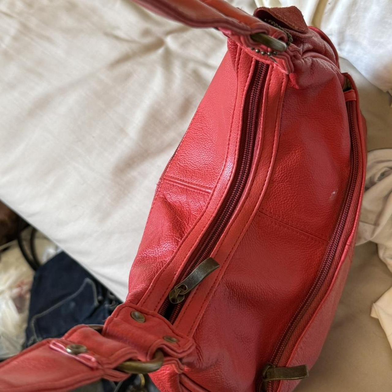 Vintage Y2K red real leather shoulder bag 🍒 Real... - Depop