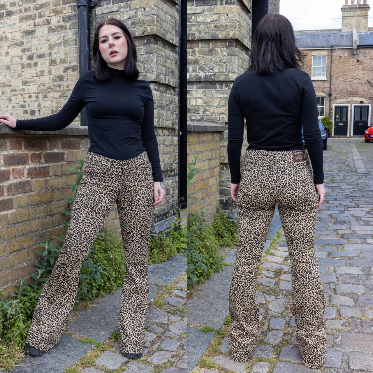 SAMPLE Run & Fly Leopard Print Bell Bottom Stretch... - Depop