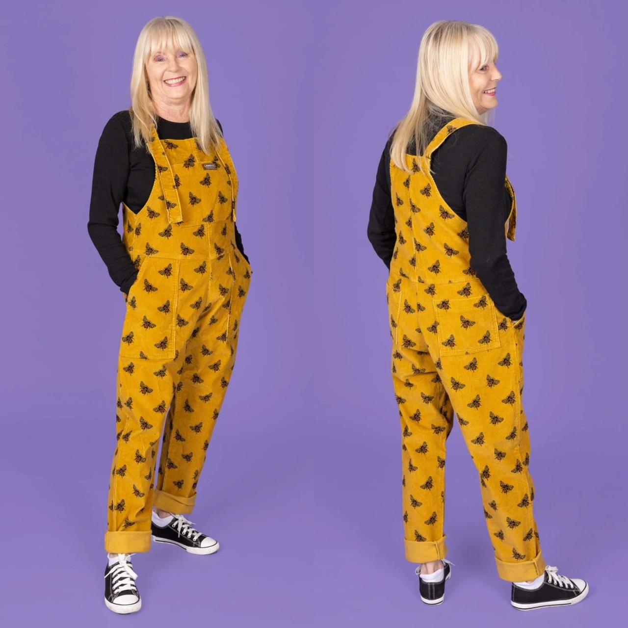 SAMPLE Run & Fly Gold Stretch Corduroy DungaBee... | Depop