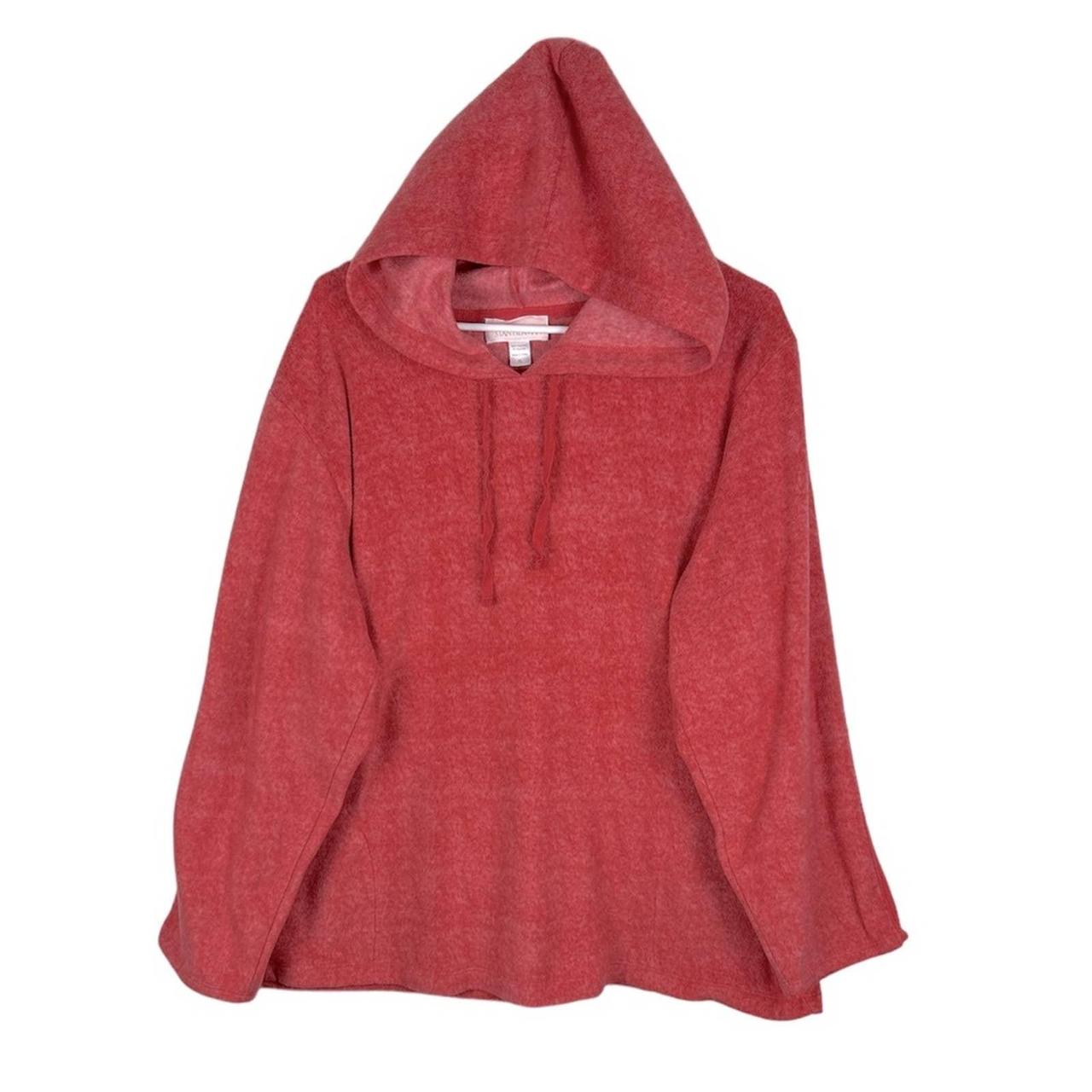 Stan Herman pull over soft fleece coral hoodie... - Depop