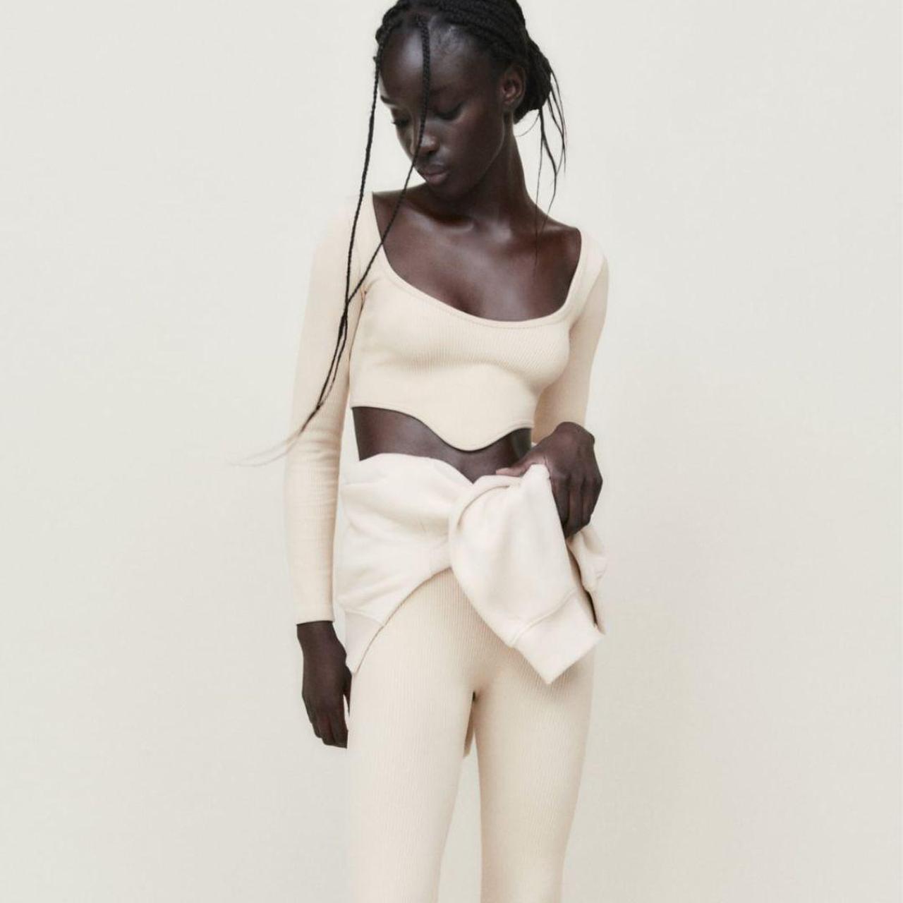 Zara corset style ribbed seamless set -size xs-s in... - Depop