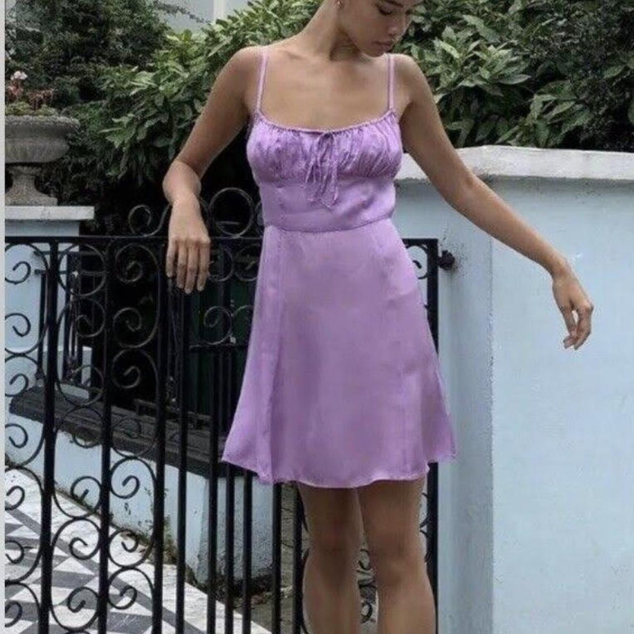 Urban Outfitters Womens Kamaryn Lilac Satin Slip... - Depop