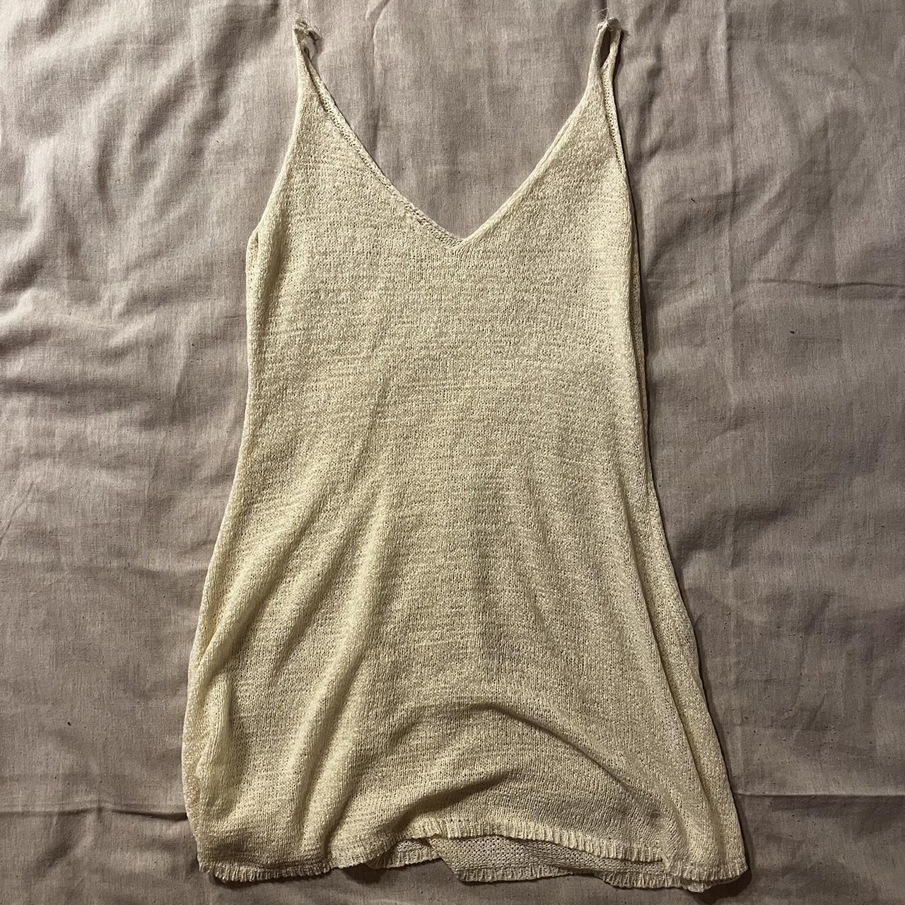 urbanic white/cream knit tank top size small brand new - Depop