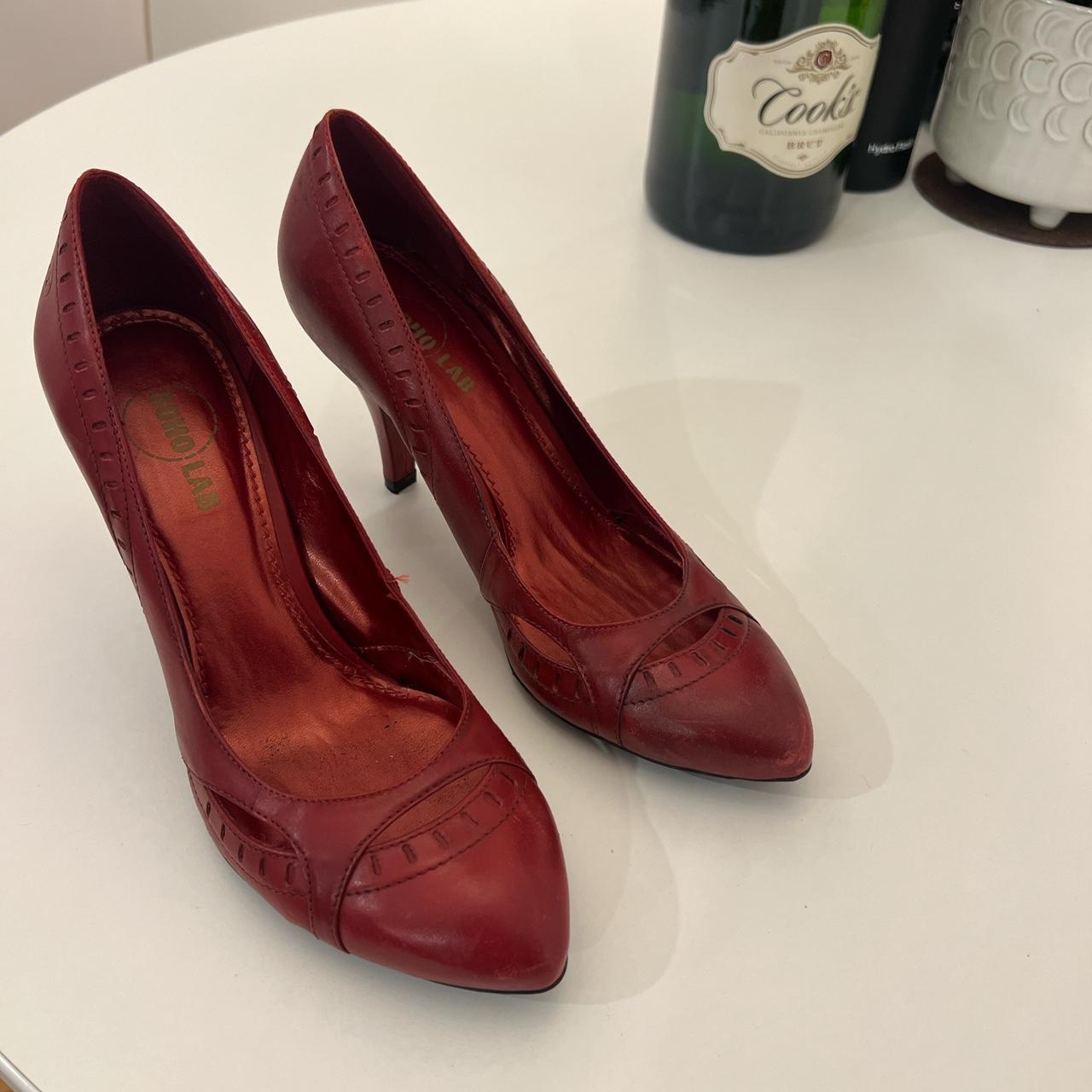 Red soho lab close toed heels #pumps #redheels... - Depop
