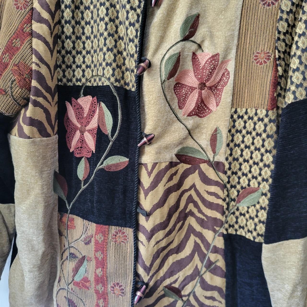 vintage 80s 90s alex kim patchwork floral tapestry... | Depop