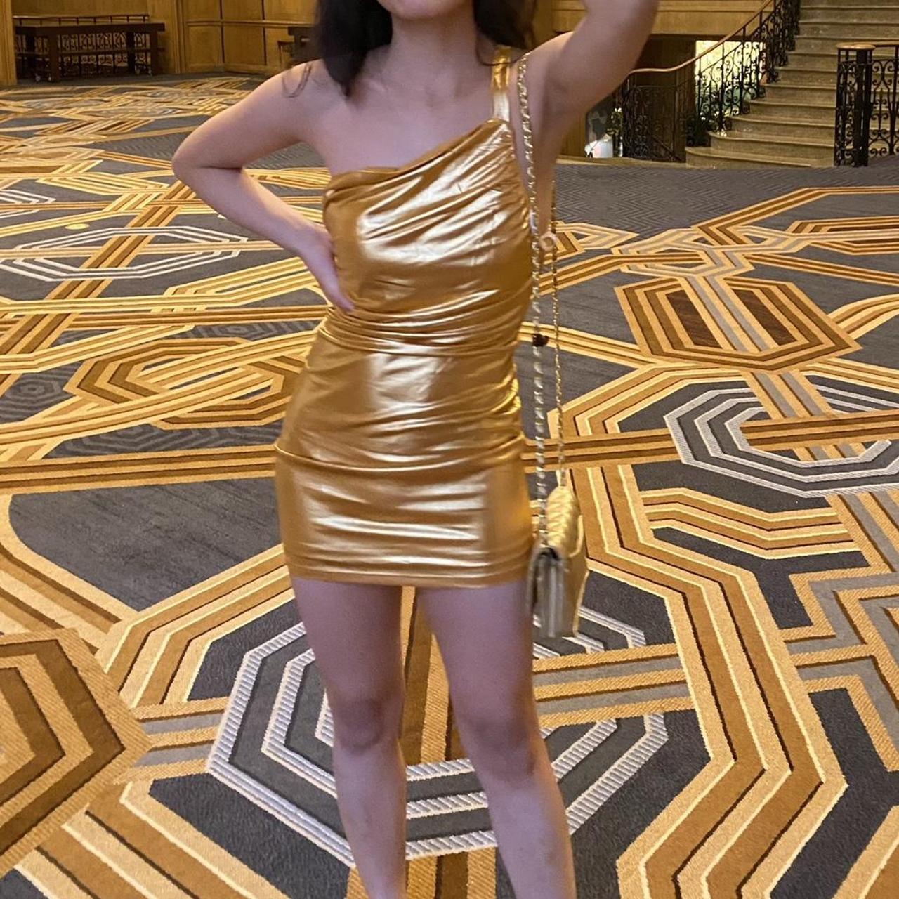 Superdown gold mini dress purchased for $70 on... - Depop