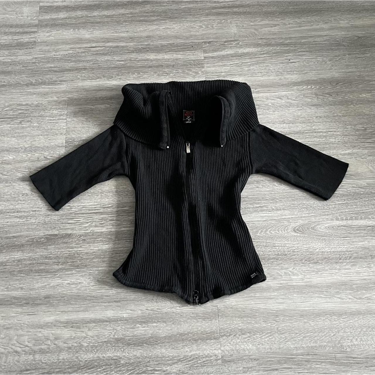 Miss Sixty Ribbed Zip-Up large fold over collar,... - Depop