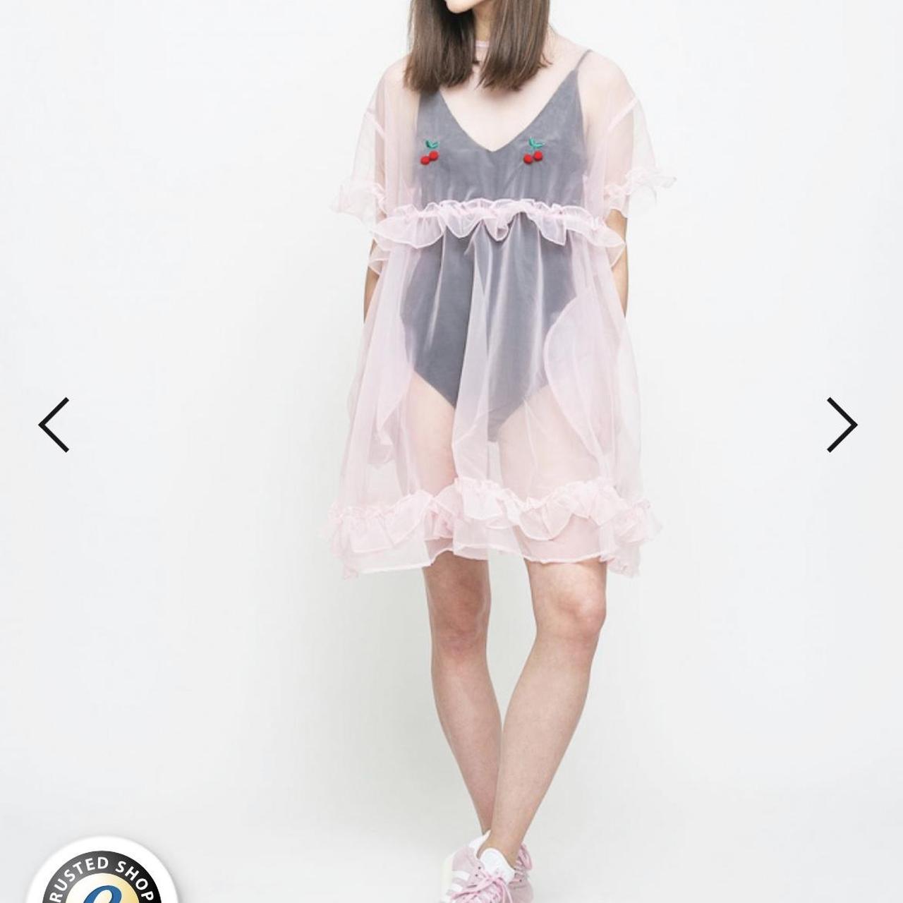 Lazy Oaf Sheer Cherry Dress owned for a long time,... - Depop