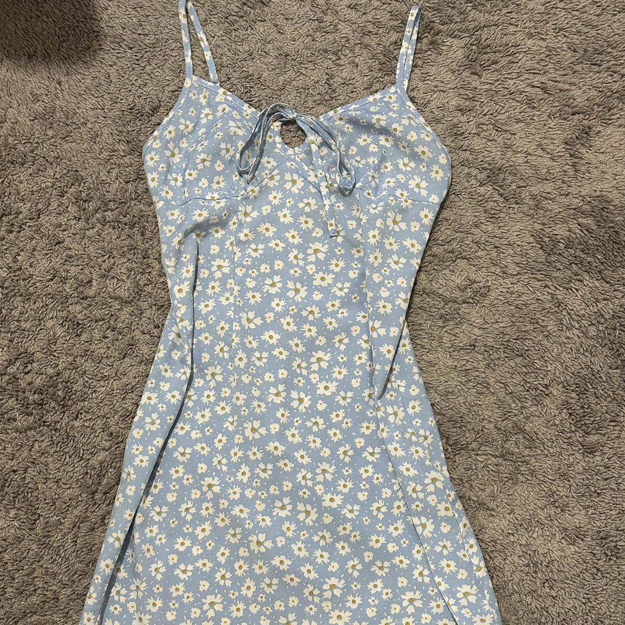 super cute baby blue mini sundress. cute tie at the... - Depop