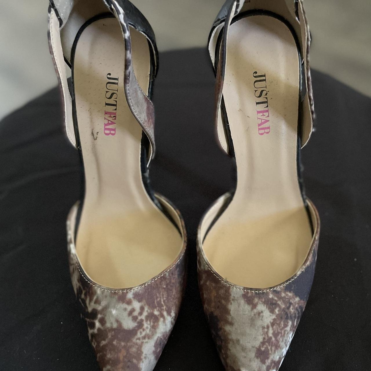Just Fab black brown pattern heels, size 5.5 - Depop