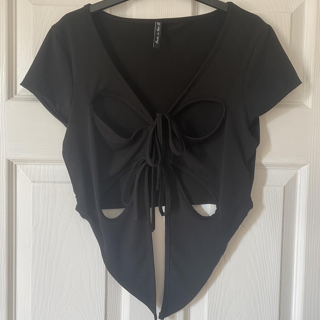 Women’s black cut out split hem top ASYOU Bought... - Depop
