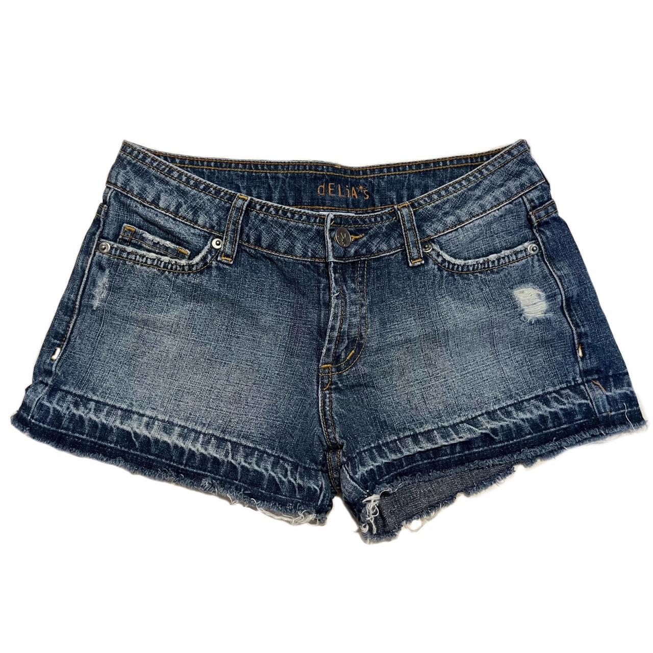Low rise denim mini shorts Brand: Delia’s Size:... - Depop