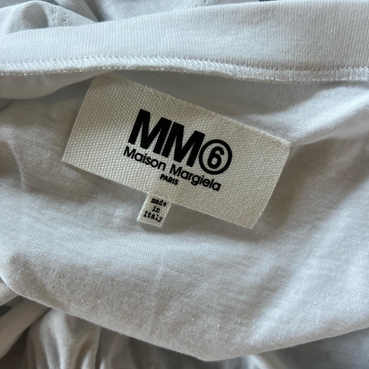 crisp white MM6 Maison Margiela t shirt ruched... - Depop
