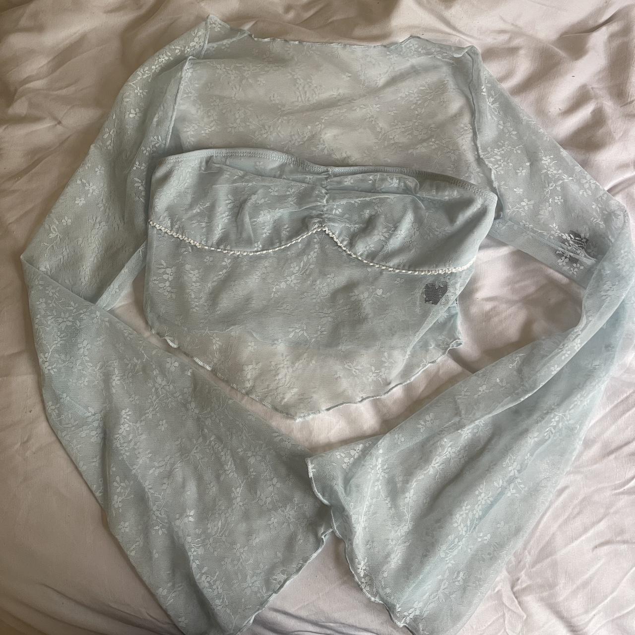 Cider Women's Blue Crop-top | Depop