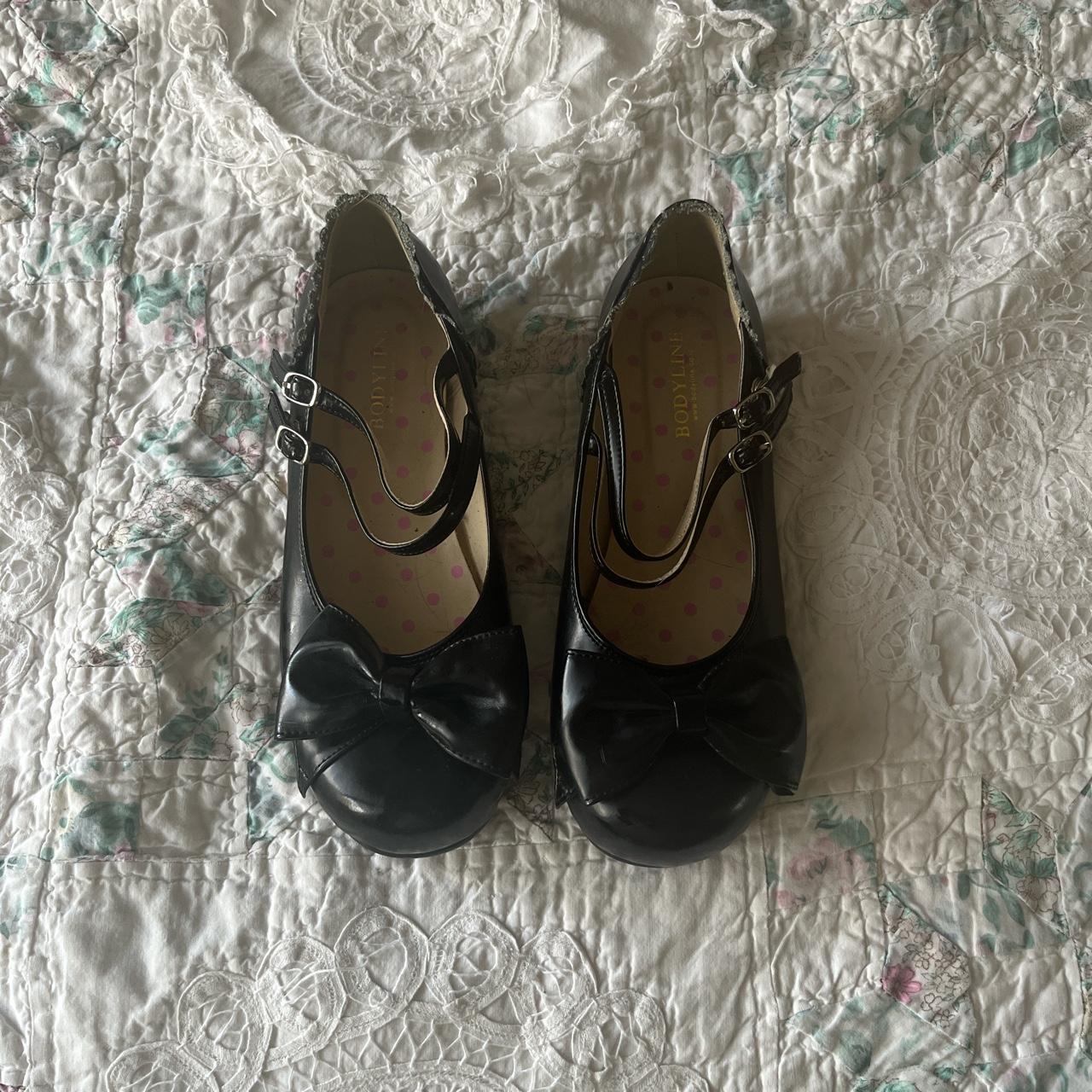 black bow flats 🥿 adjustable straps size 7 brand... - Depop