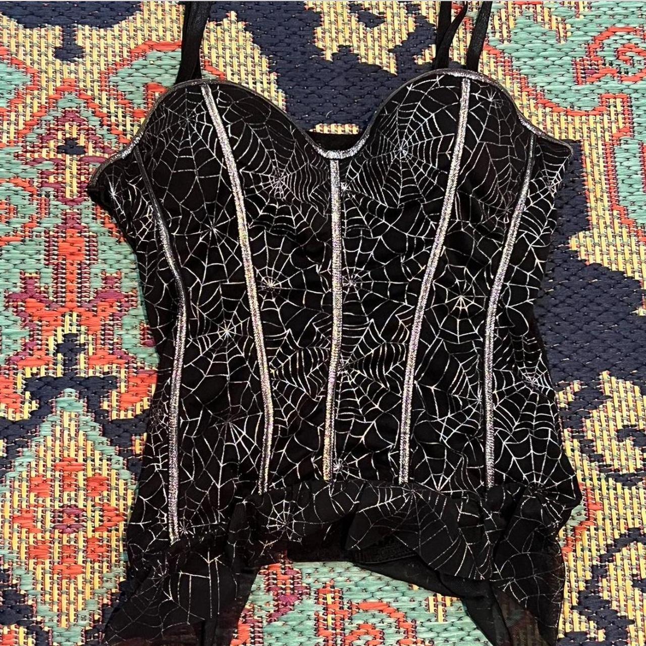 spider web body rage corset top size medium no flaws... - Depop