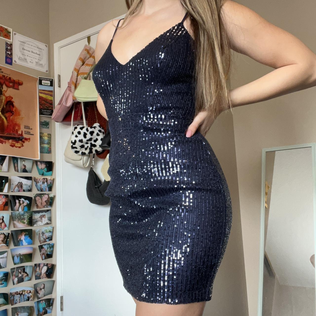 Windsor Women's Navy and Blue Dress | Depop