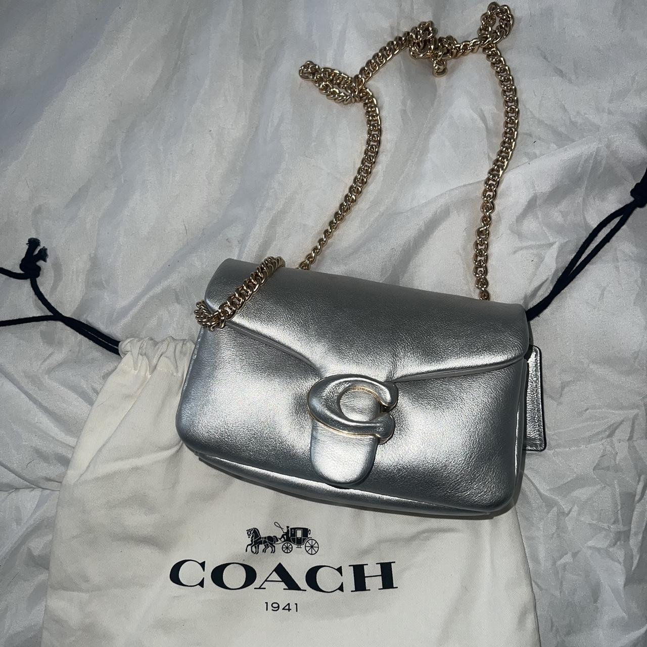 Authentic Coach Tabby Pillow Bag 18 in Silver Gold... - Depop