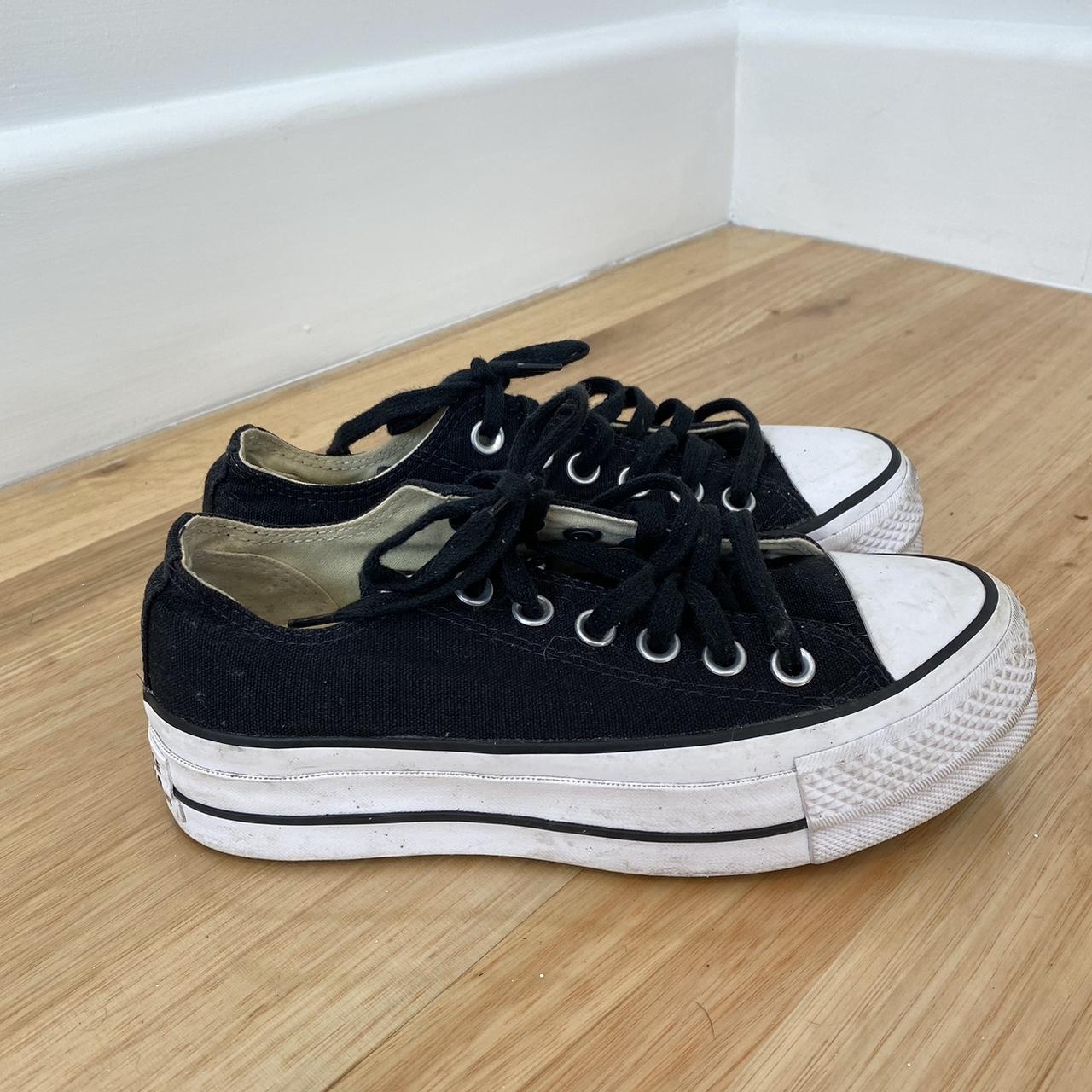 Black and white low platform converses only worn a... - Depop