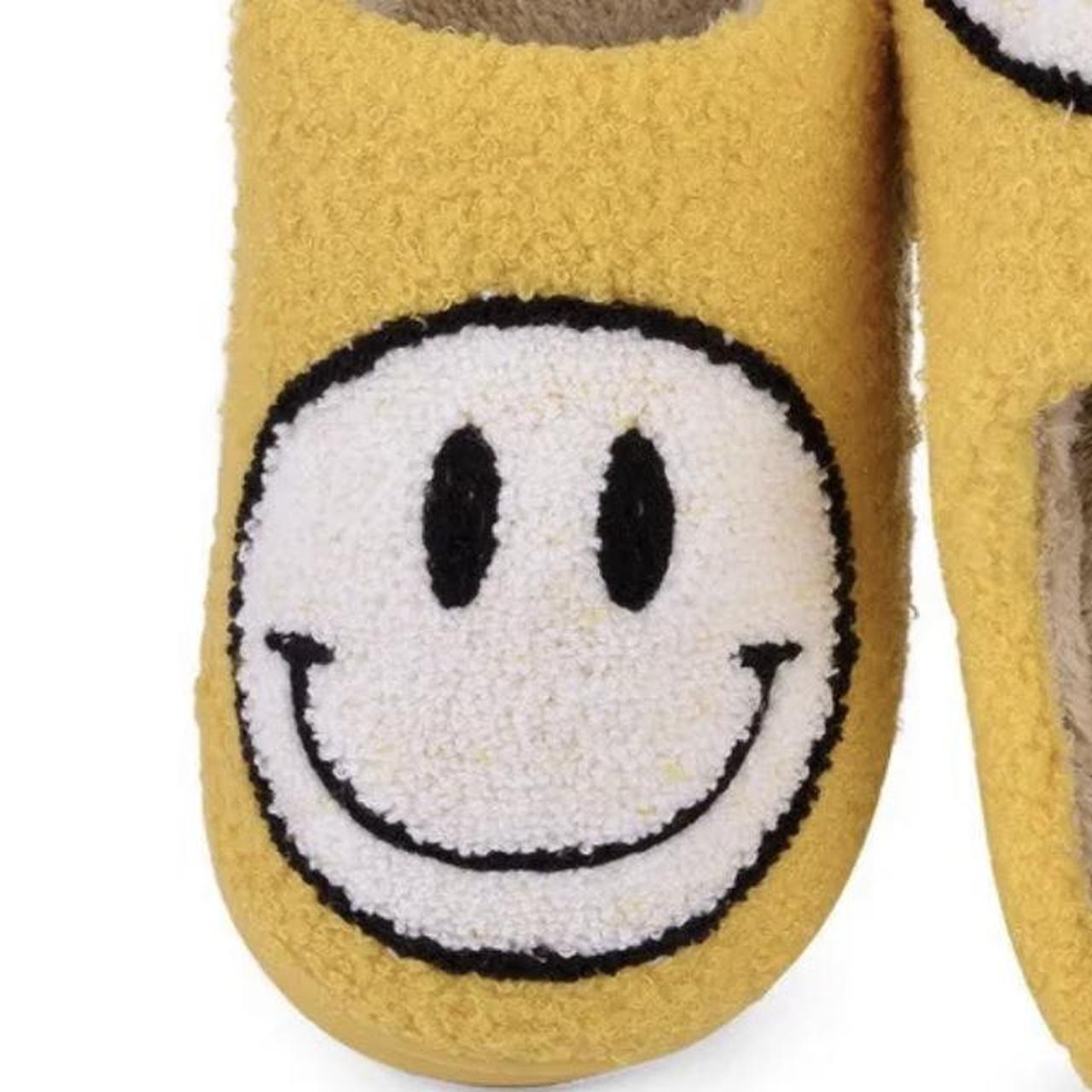 Yellow smiley face fuzzy slippers Super cosy and... - Depop
