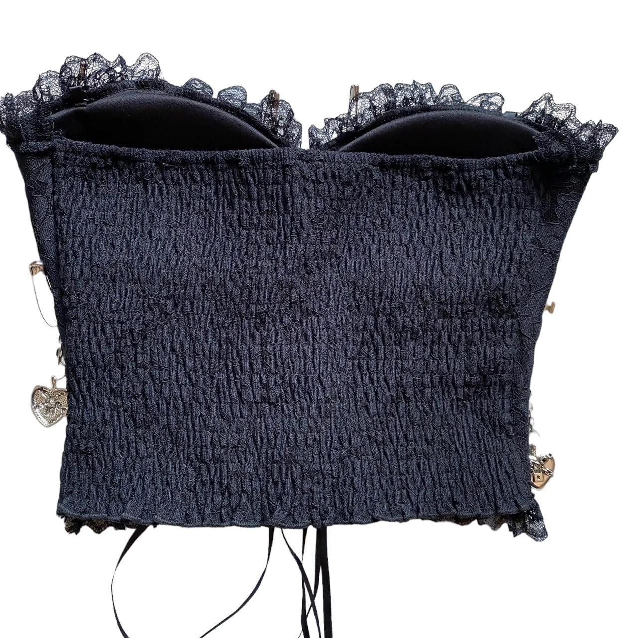 Black lace gothic corset Features cross and... - Depop