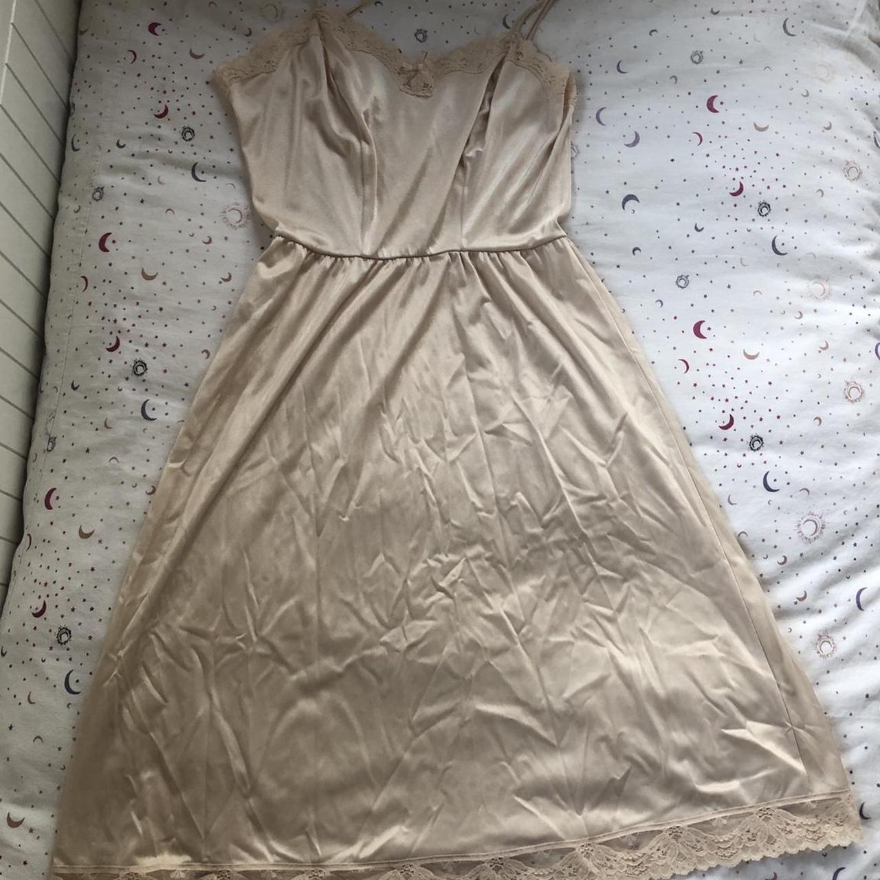 gorgeous cream slip dress genuine vintage - slightly... - Depop