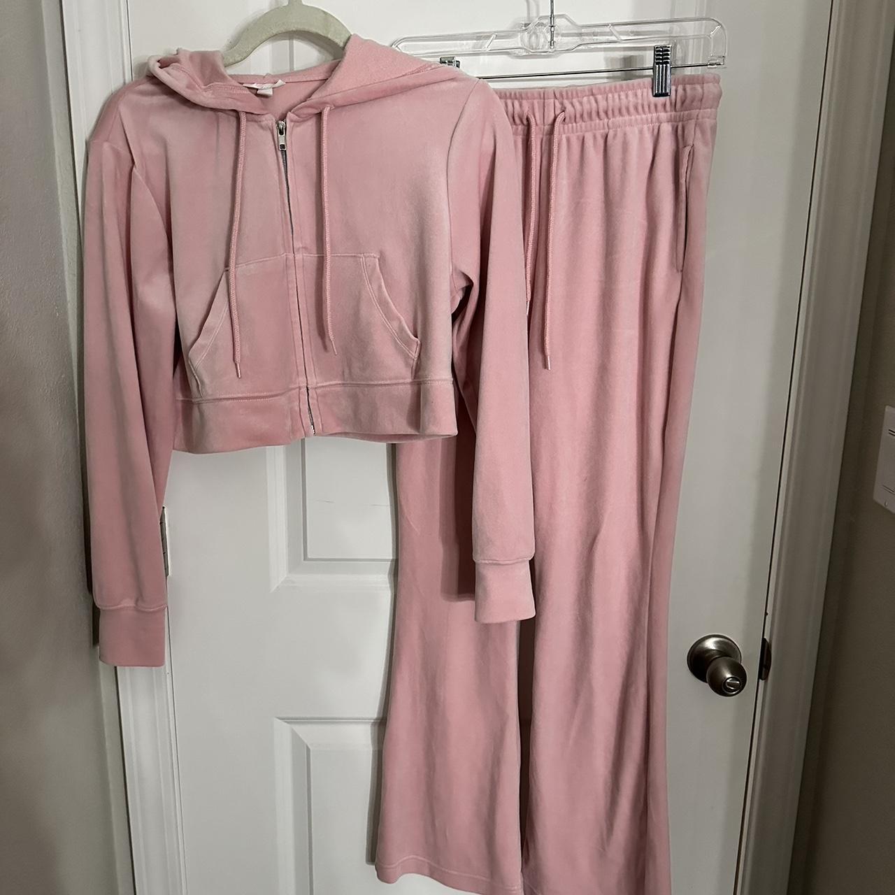 Pink velvet track suit 🩷 brand colsie - Depop