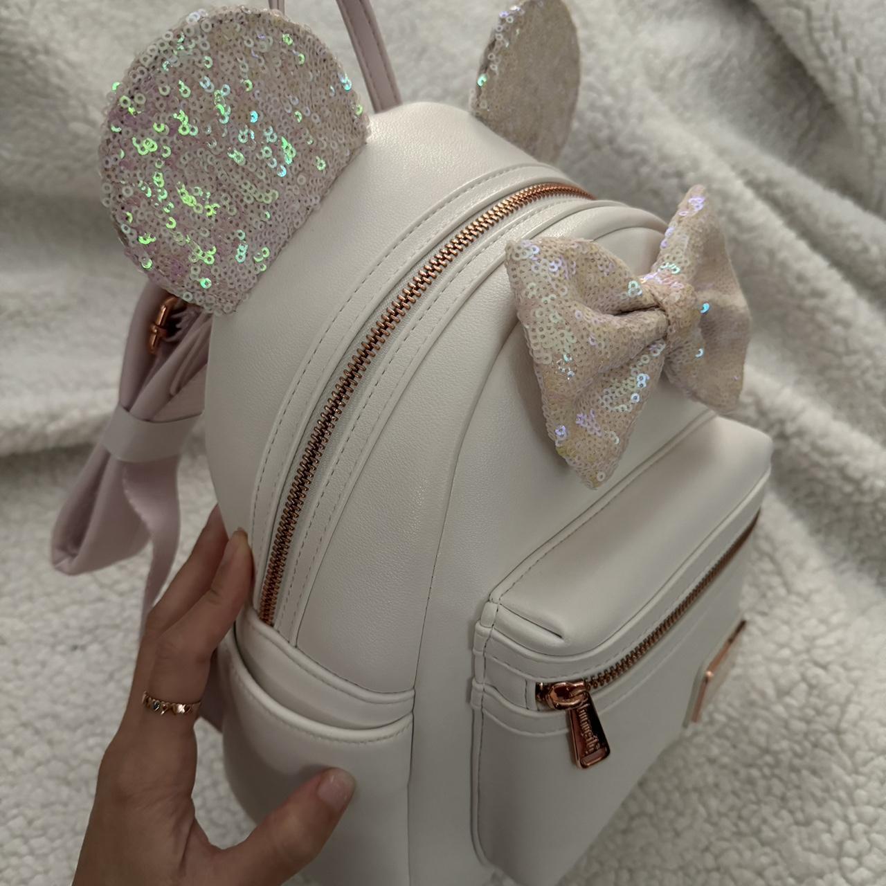 Loungefly x Disney White backpack with light pink... - Depop