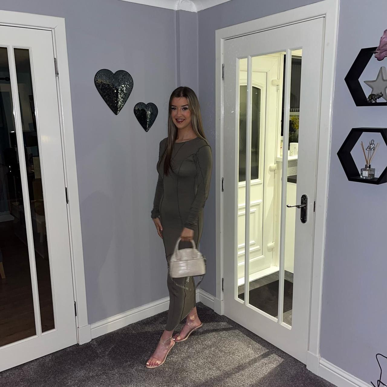 EGO khaki long dress Worn once Amazing condition - Depop