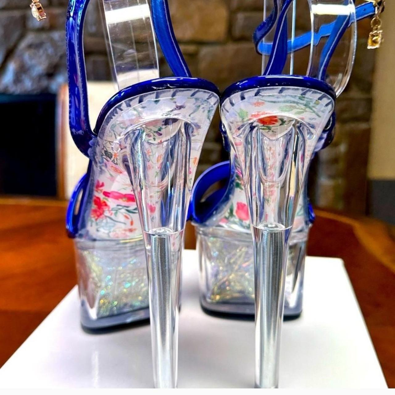 Kayina Clear blue platform strap heels mules Size... | Depop