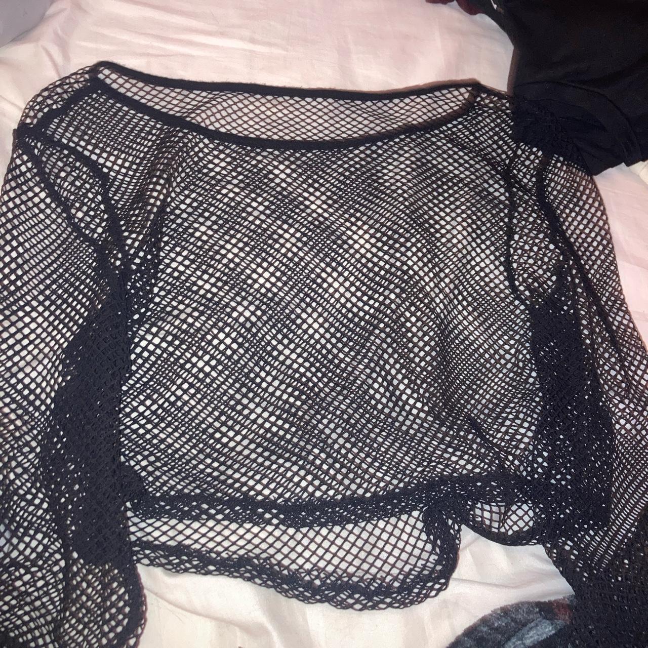 cropped fishnet top, worn once or twice underneath... - Depop