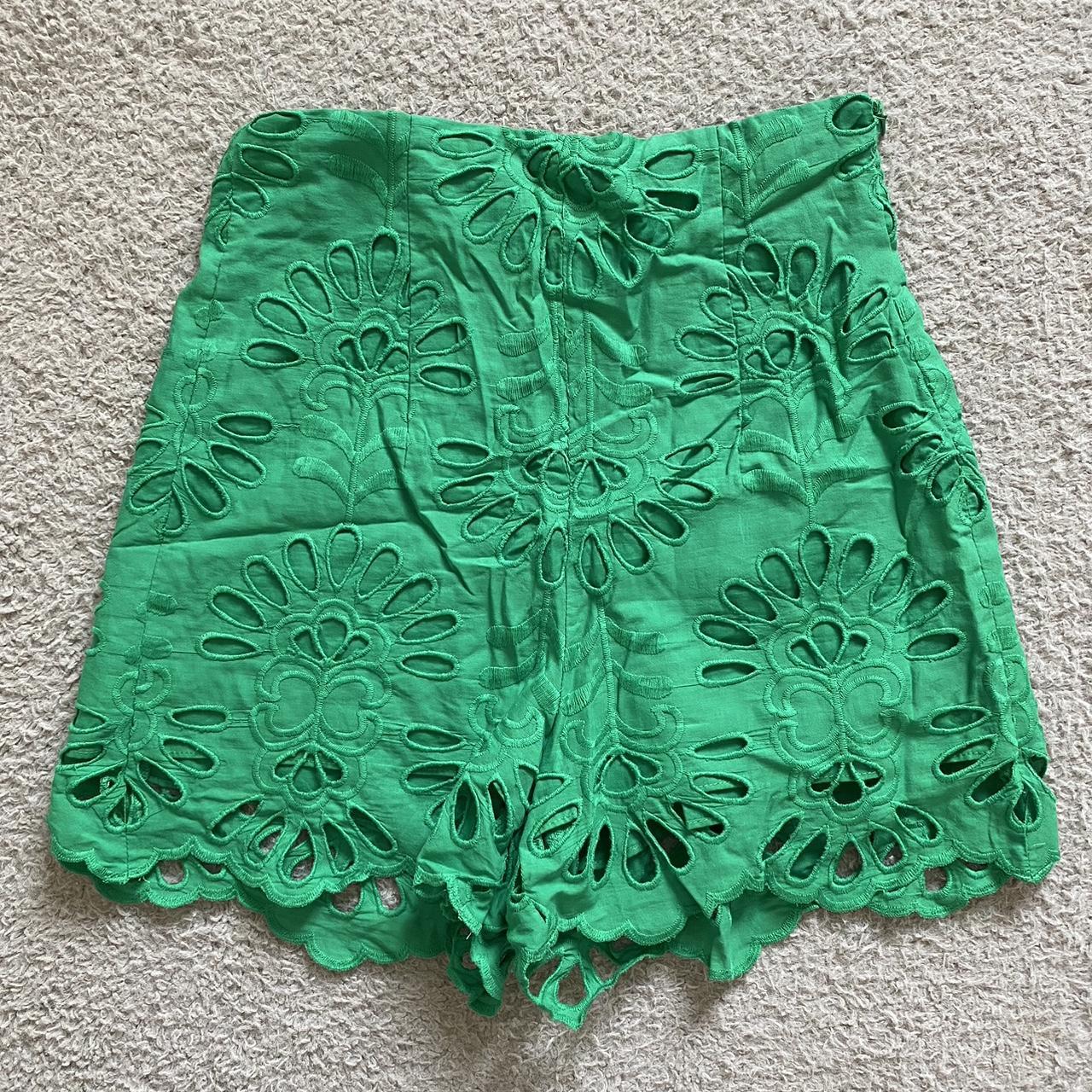 Cutest Zara green shorts Zips up Perfect for... - Depop