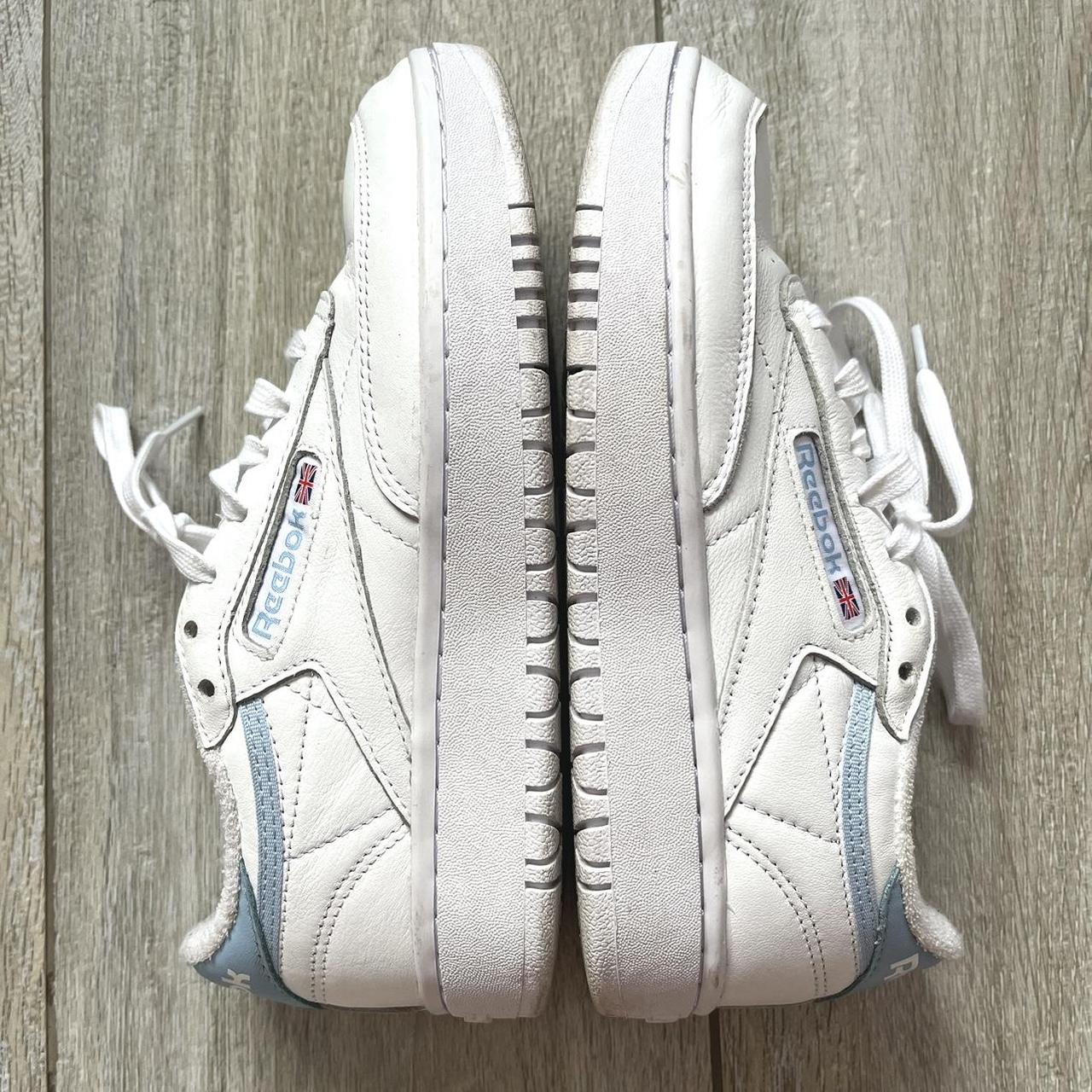 Reebok blue and white sneakers worn a few times... - Depop