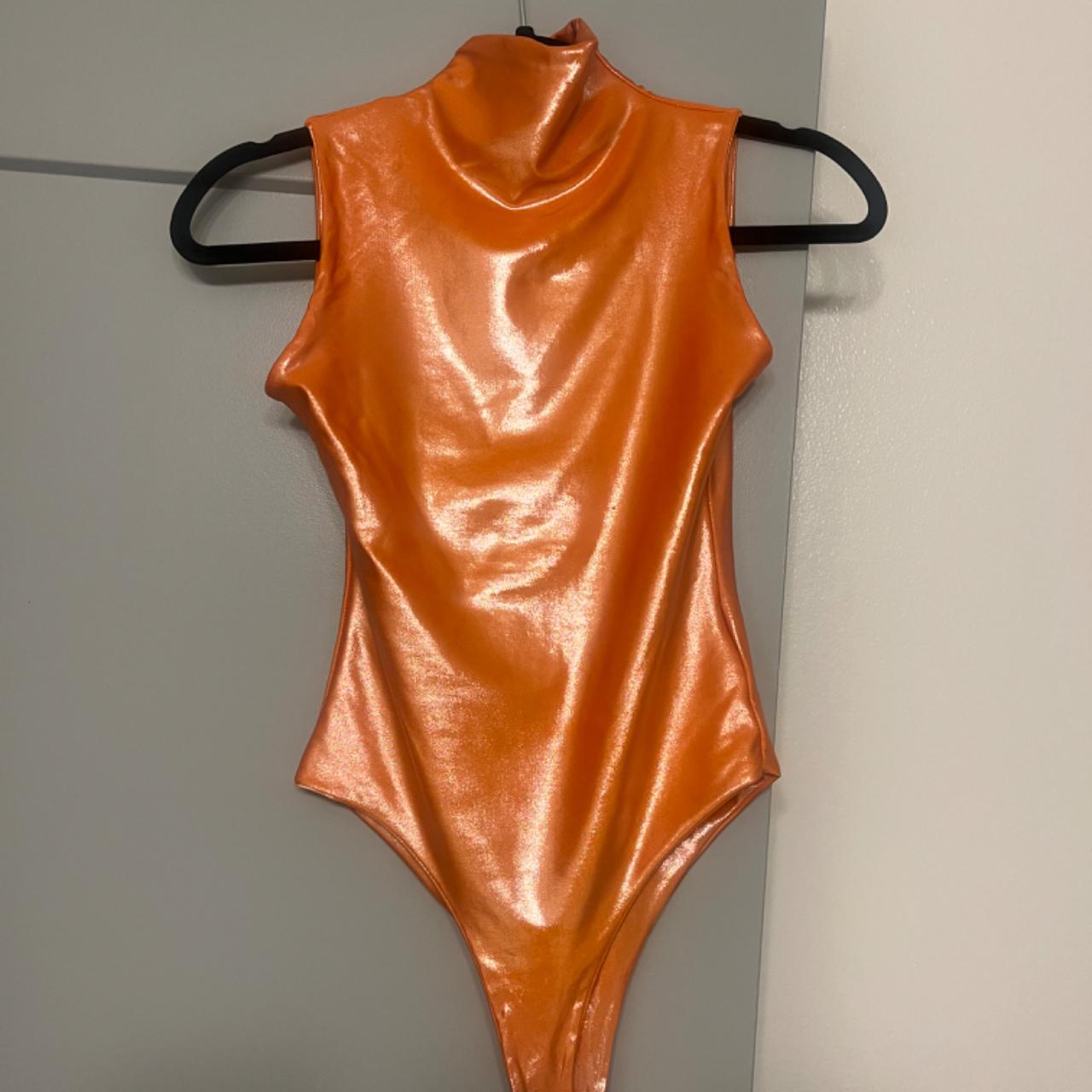 Coucoo high neck bodysuit Orange Perfect condition... - Depop