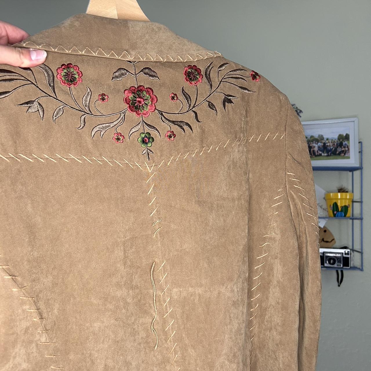 vintage suede blazer, stitching coming undone on... - Depop