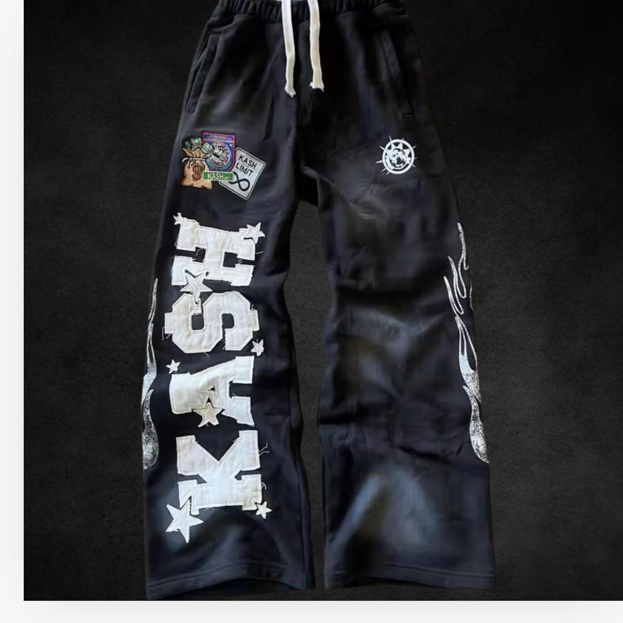 American Sweatpants Y2K Pants Men Gothic Hip Hop... - Depop