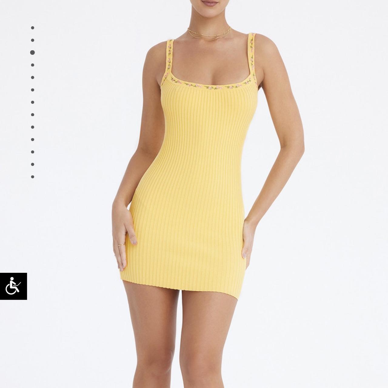 Mistress rocks - primrose knit mini yellow dress XS... - Depop