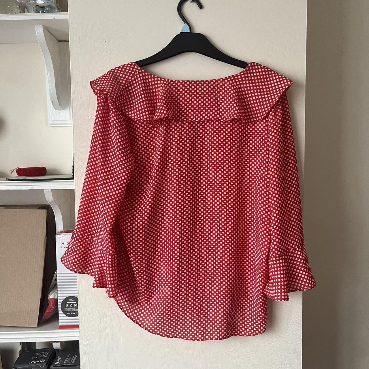 Wallis Women's Red and White Blouse | Depop