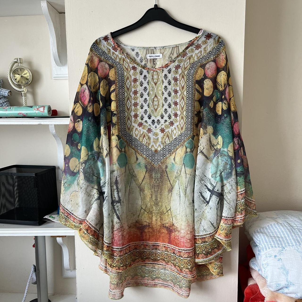 Papillonne - long sleeve blouse/beach cover up -... - Depop