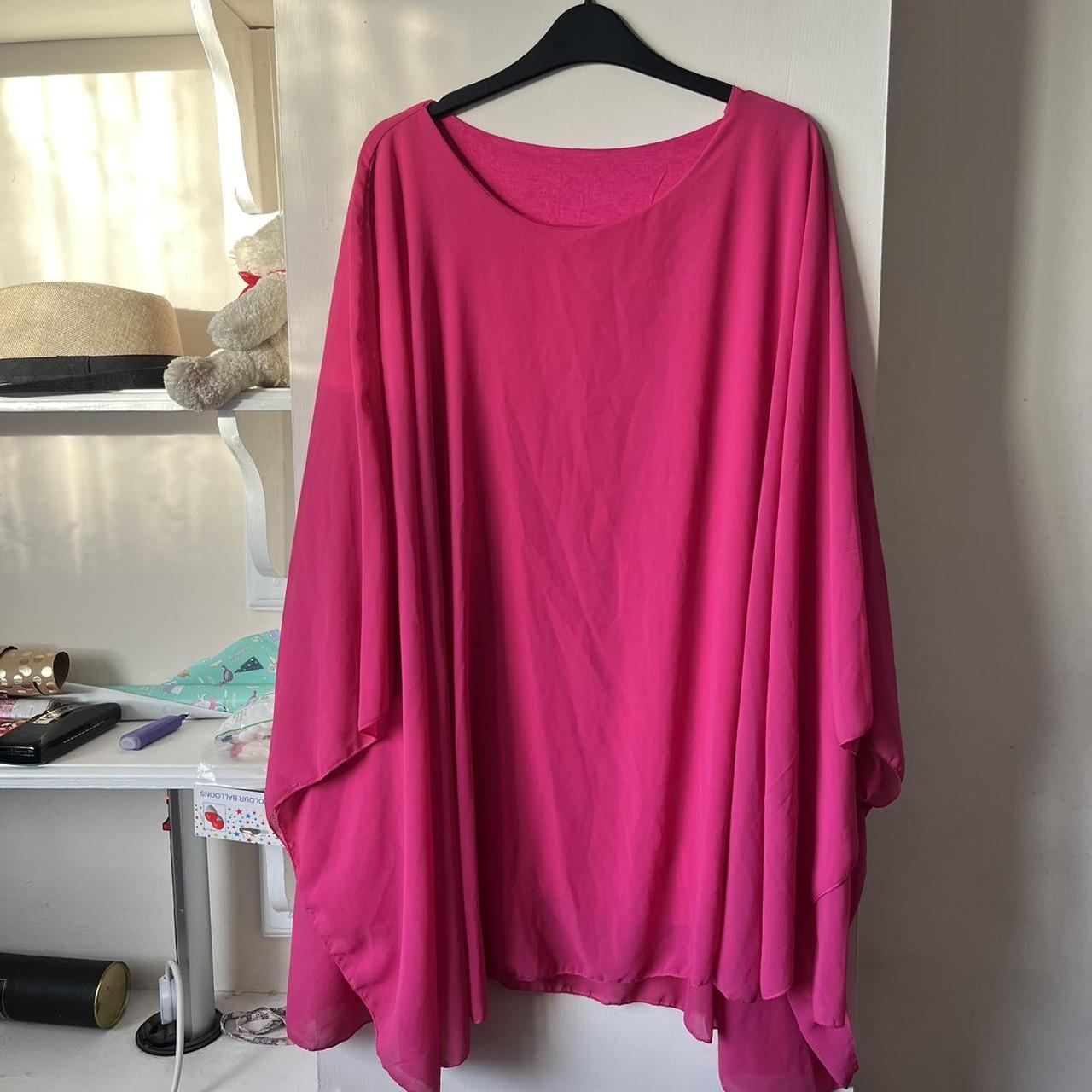 Hot pink tunic top - UK size 16 - never been worn... - Depop