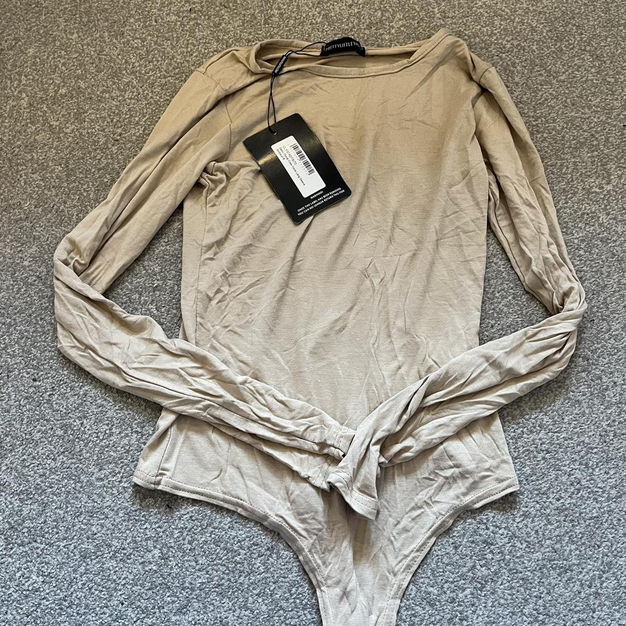 Pretty Little Thing Basic Stone Crew Neck Long... - Depop