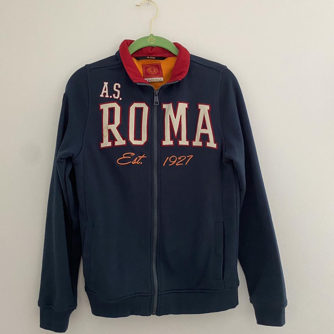 AS Roma navy and red zip up jacket. Size 14 kids... - Depop