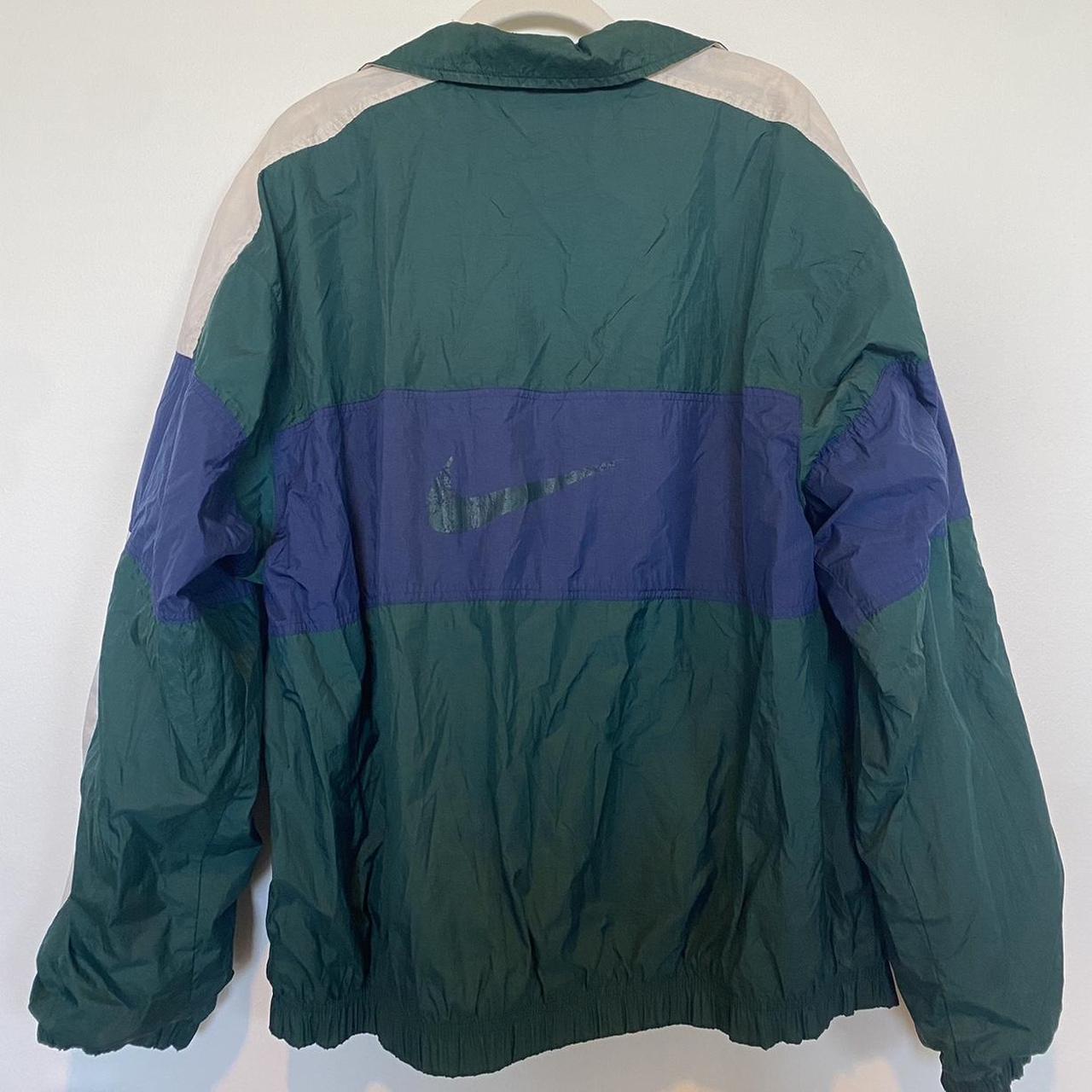 Vintage Nike Green and Navy Windbreaker. Oversized... | Depop
