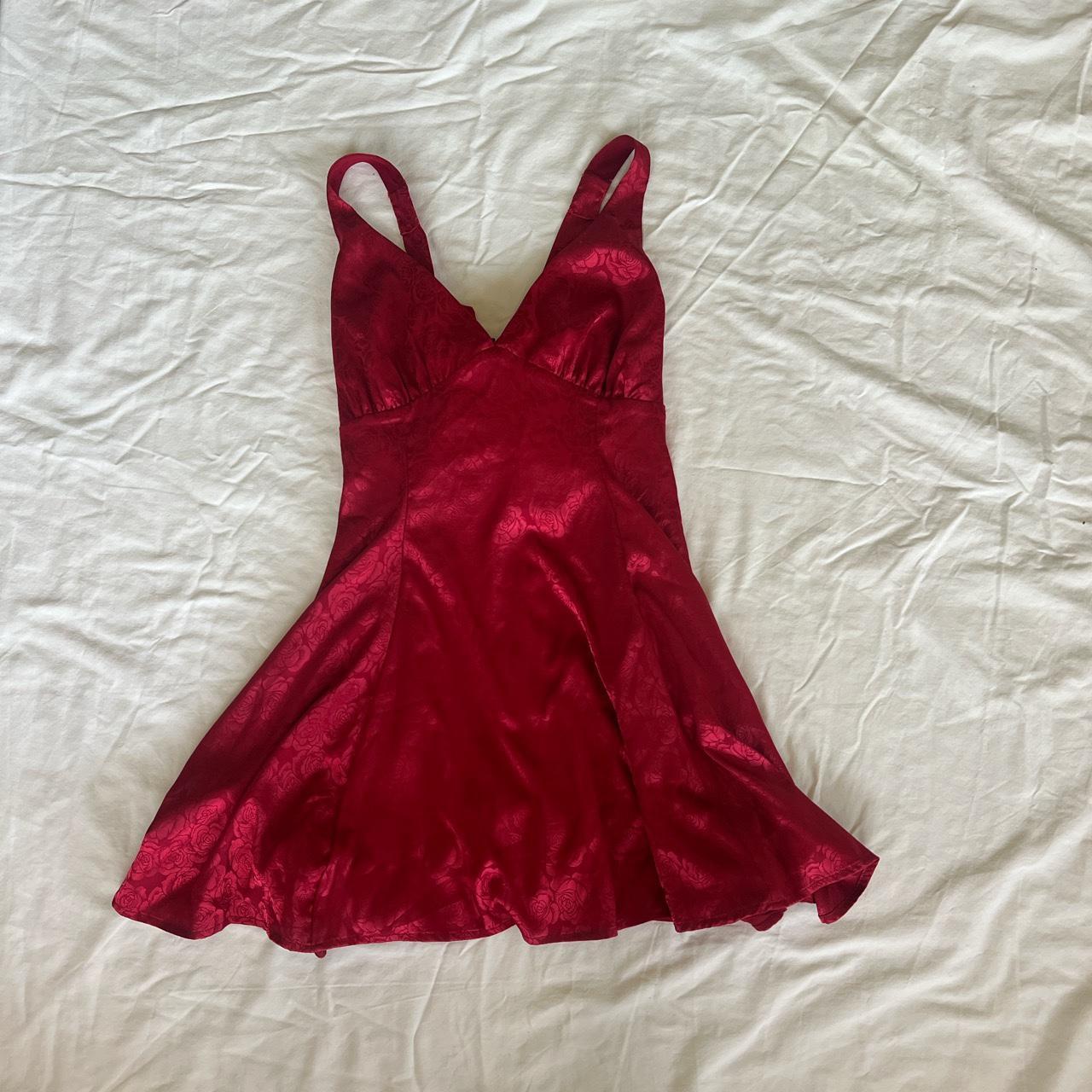 sherice floral jacquard a line dress in red from... - Depop